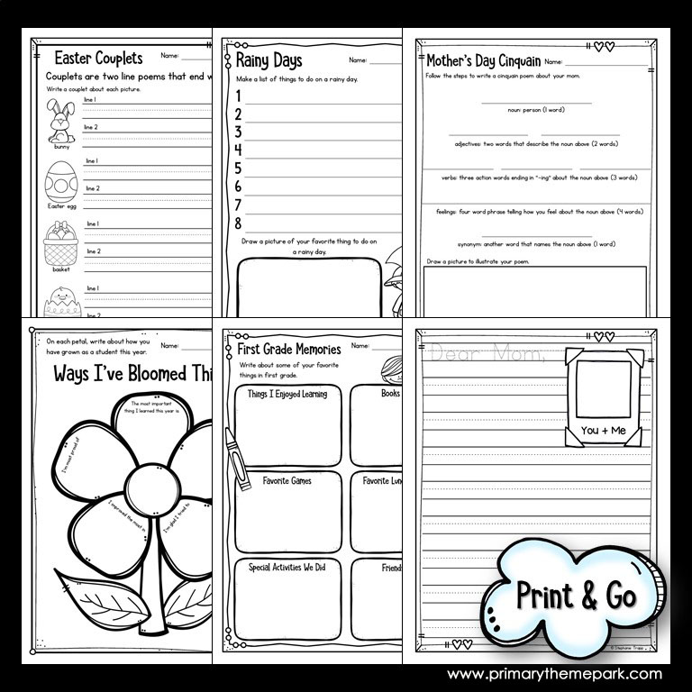 Spring Writing Prompts For Kindergarten First Grade And Second Grade