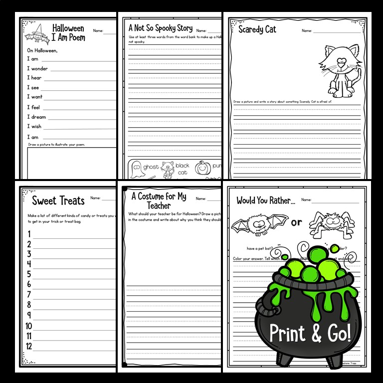 Halloween Writing Prompts Primary Theme Park